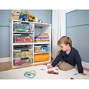 Rubbermaid Cleverstore Home Office Organization (6) 30 Qt & (12) 6 Qt Latching Stackable Plastic Storage Tote Container with Lid, Clear