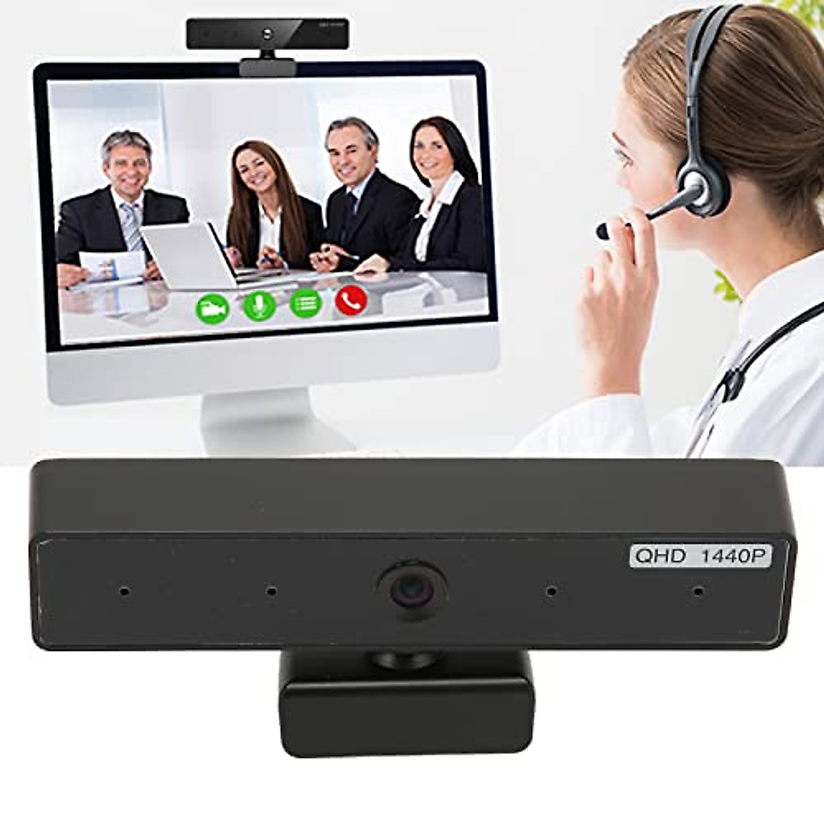 Webcam, Auto Electronic Gain Electronic Shutter High Sensitivity USB Webcam with Dual Microphone for Desktop Meetings