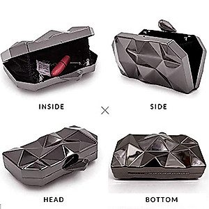 Adela Women Fashion Alloy Metal Women Clutches Fashion Geometic Evening Clutch Metal Clutch Purse (Gun Color)