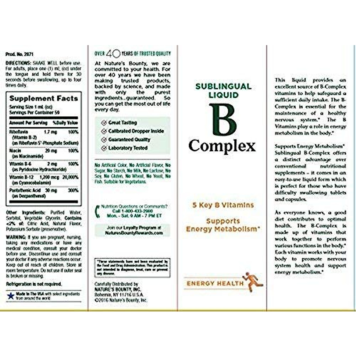 Nature's Bounty Vitamin B Complex Sublingual Liquid 2 oz