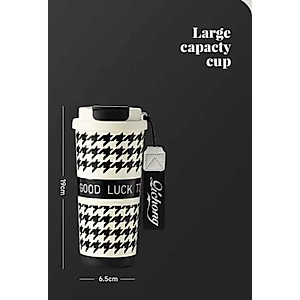 Coffee mug, Coffee Travel Mug +gift box,18 OZ stainless steel+ceramic tumbler, portable travel mug, Double drinking mouth, straight Drink +Straw, best wedding, anniversary, birthday gift