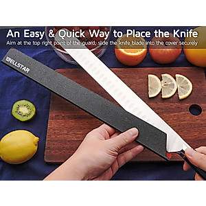 WELLSTAR Knife Edge Guards Set, 2 Piece 14 Inch Universal Blade Covers, BPA Free ABS Protective Long Blade Sheaths, Non-Scratch Felt Lining Brisket Knives Covers (Knives not included)