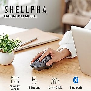 ELECOM Bluetooth Mouse Ergonomic Shape, Silent Click, 18-Month Battery Life, 2000DPI, 5 Buttons with Tilt Wheel, Optical Sensor, Compatible with PC, Mac, Laptop, SHELLPA, Black (M-SH30BBSKBK)