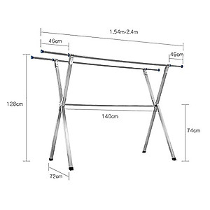 Drying Rack Stainless Steel Floor Folding X-Type Double Pole Clothes Pole Indoor and Outdoor Balcony Telescopic FANJIANI (Color : A)