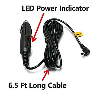 EDO Tech Car Adapter Cable Power Cord for Cobra Rad480i 250 350 450 500g 950 Xrs9955 Spx6655 Spx955 Spx5500 Esd9275 Esd9110 Esd7570 Rad450 Xrs9845 Xrs9880 Radar Laser Detector (6.5 ft Long)