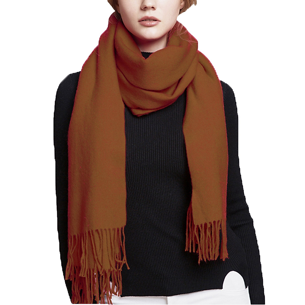 Wander Agio Womens Warm Cashmere Scarf Large Couples Scarves Wool Pure Caramel Camel