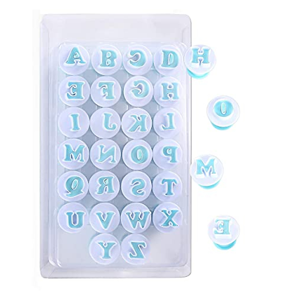 Nuoda Alphabet Letters, 26pcs Uppercase Letters Fondant Cake Biscuit Mold,Cake Decorating Tools, Cookie Stamp Impress,Embosser Cutter, DIY Sugar Craft Cookies Plunger-Plastic (Uppercase Letters)