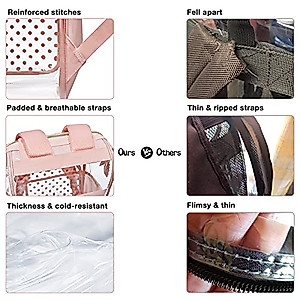LIGHT FLIGHT Clear Backpack Heavy Duty Transparent Backpack Set See Through Bookbags Durable Backpacks for College, Security, Pink