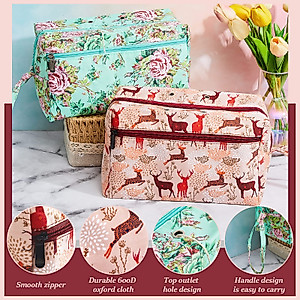 2 Pieces Yarn Crochet Bag Carrying Knitting Bag Yarn Bags for Crocheting Yarn Storage Organizer with Zipper Closure and Pocket for Yarn Skeins Crochet Hooks Knitting Needles Small Project Accessories