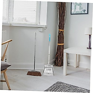 TOKIDNY 1 Set Stainless Steel Trash Shovel Trash Cleaning Wide Angle Broom Kitchen Dustpan Garbage Shovel Litter Shovel Stand up Modern Broom and Dustpan Sweeping Brush Floor Broom Silver