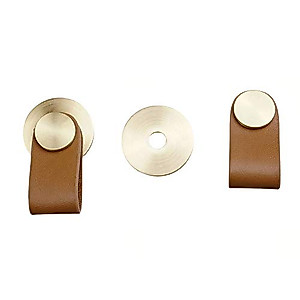 Happy Wicks Leather Pulls – Premium Faux Leather Cabinet Pulls – Set of 4 Leather Drawer Pull for Wardrobe, Kitchen, Bathroom – Heavy-Duty Design – Easy Installation – Modern and Simple Drawer Strap