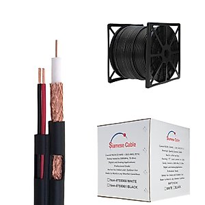 SATMAXIMUM RG59/U Siamese Cable CCTV Video Wire 20-Gauge + 18/2 AWG Power with 95% Shielding, 500ft, Black