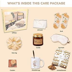 Get Well Gifts for Women, 8 Pcs Care Package for Women, Sending Hugs Gifts for After Surgery, Sympathy Gifts Thinking of You Box with Blanket, Coffee mug, Eye mask