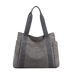 ZHIERNA Canvas Tote Shoulder Bag for Women, Top Handle Work Bags Handbag Purse(Grey)