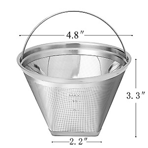 YEOSEN Reusable 4 Cone Coffee Filter - 4 6 8 10 Cup Permanent Basket Coffee Filters Fit for Cuisinart, Ninja, Hamilton Beach Coffee Maker