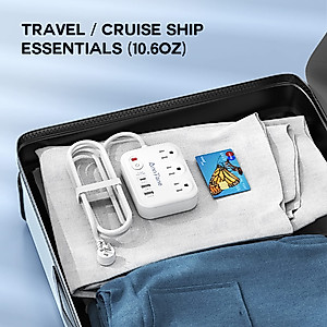 Power Strip with USB Ports,3 Outlets 3 USB Ports (5V/3.4A) 5 Ft Flat Plug Extension Cord,Outlet Extender Desktop Charging Station,Overload Short Circuit Protection,Home,Travel,Cruise Ship,UL Testing