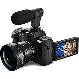 Monitech Digital Camera for Photography 4K,Vlogging Camera for YouTube with 180° Flip Screen Mo-S100-WEM