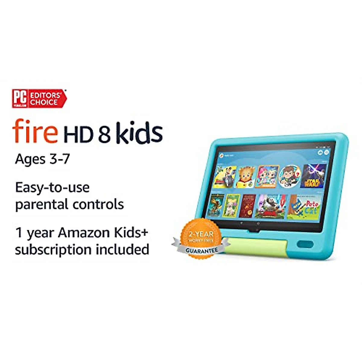 Amazon Fire HD 10 Kids tablet, 10.1", 1080p Full HD, ages 3–7, 32 GB, Aquamarine