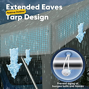 PEAKTOP OUTDOOR 12x20 ft Heavy Duty Carports, Portable Car Canopy, Garage Tent, Boat Shelter with Reinforced Triangular Beams and Ground Bar, Removable Sidewall & Zipper Doors, Grey