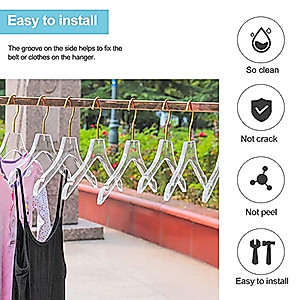 Yothfly 5 Pcs Clear Acrylic Clothes Hanger with Gold Hook, Transparent Shirts Dress Hanger with Notches for Lady Kids S