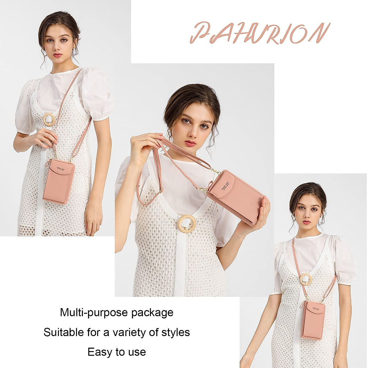 PAHVRION Small Crossbody Cell Phone Purse，Shoulder Bag with Strap for Women Cell Phone Purse Wallet with Credit Card Slots，Blue