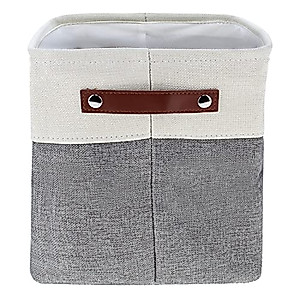 CreekView Home Emporium Fabric Cube Storage Bins 4 Pack - 10 x 10in White/Gray Foldable Storage Cubes for Organization