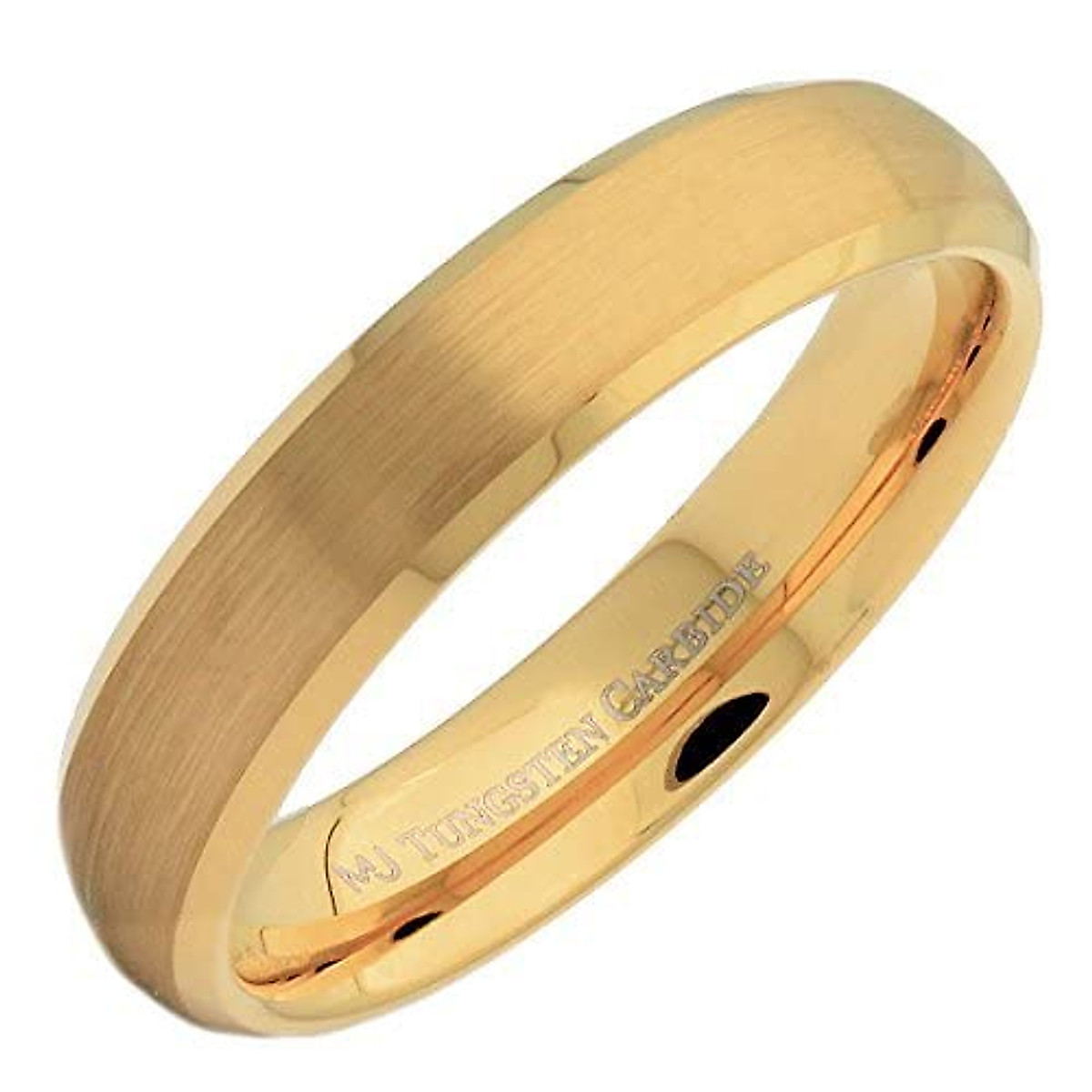 MJ Metals Jewelry Custom Engraved 5mm Gold Plated Tungsten Carbide Brushed Polished Edge Ring Sz 7