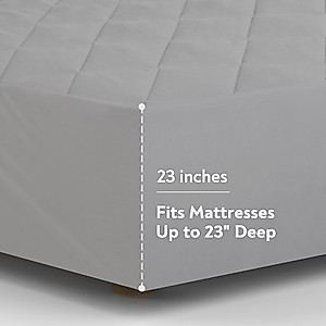 Queen Mattress Pad, Soft Quilted Air Mattress Topper Queen with Extra Deep Pocket, Breathable and Noiseless Air Mattress Cover Queen Size Mattress Pad Fits Up to 23 Inch, Grey