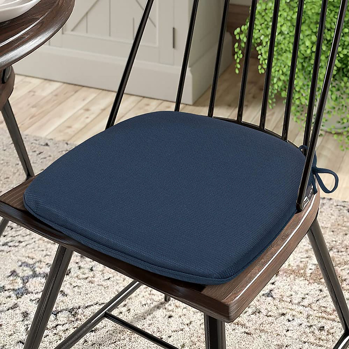 Magpie Fabrics Outdoor/Indoor 17"x16"x2" Chair Cushions with Ties Set of 2, Waterproof All Weather U-Shape Seat Pads Decoration for Patio Garden Furniture Home Office (Navy)