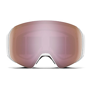 SMITH 4D MAG S Goggles with ChromaPop Lens – Performance Snowsports Goggles with Easy Lens Change Technology for Skiing & Snowboarding – White Chunky Knit + Everyday Rose Gold Mirror Lens