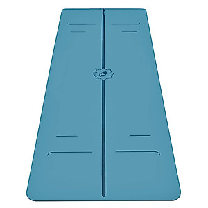 Liforme Evolve Yoga Mat – Free Yoga Bag, Patented Alignment System, Warrior-Like Grip, Non-Slip, Eco-Friendly and Biodegradable, Sweat-Resistant, Long, Wide and 4.2mm Thick mat for Comfort - Blue