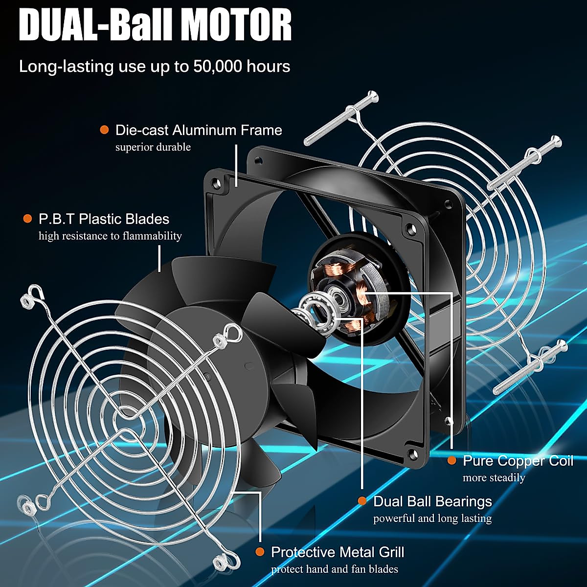 GDSTIME AXIAL Fan 12038, 110V 120V AC 120mm Fan, Ventilation Exhaust Projects Cooling Fan