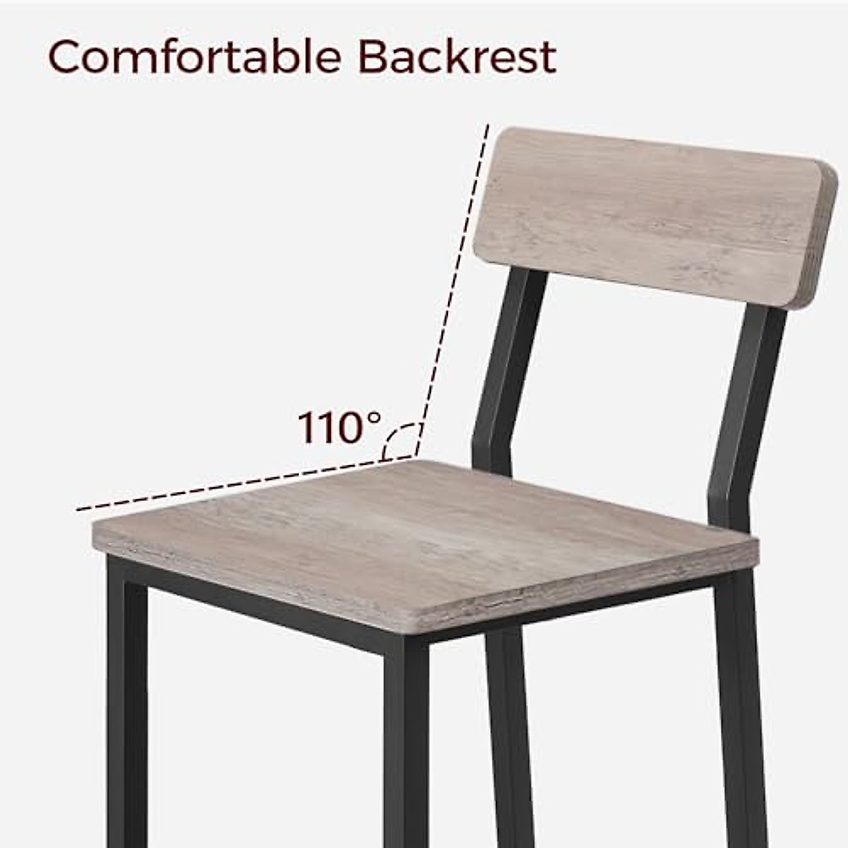 MAHANCRIS Bar Chairs, 25.6" Tall Counter Bar Stools, Set of 2 Bar Stools with Backrest, Kitchen Bar Stools with Footrest, for Dining Room, Bar, Easy Assembly, Greige BAHG03101