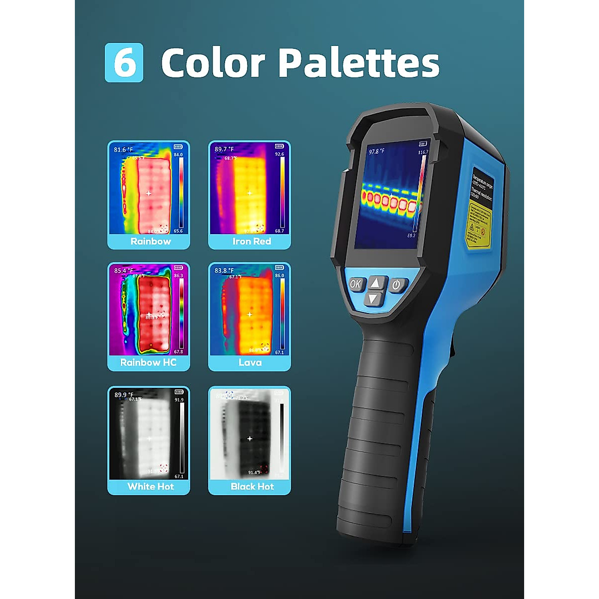 ACEGMET TR120E Thermal Imaging Camera, 120 x 90 IR Resolution Handheld Thermal Camera 10800 Pixels, 25 Hz Refresh Rate Thermal Imager with Laser Pointer, 2.4" LCD Screen, IP54, -4°F~752°F Range