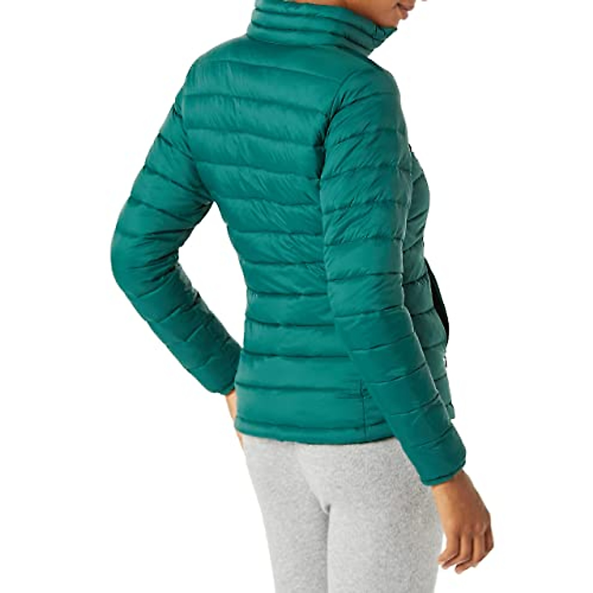 Amazon Essentials Women's Lightweight Long-Sleeve Water-Resistant Puffer Jacket (Available in Plus Size), Dark Emerald Green, X-Large