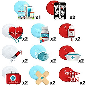 30 Pieces Nurse Party Decoration, Red and Blue Nurse Graduation Foil Ceiling Hanging Swirl Streamers for Medical RN Themed Party Nursing School Party Supplies