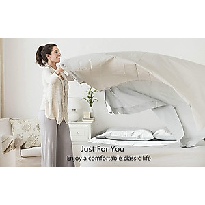 3-Piece Zipper Closure Duvet Cover Set (1 Duvet Cover & 2 Pillowcase) 400 Thread Count Cotton Ultra Soft - 98" x 108" Super King, White Stripe