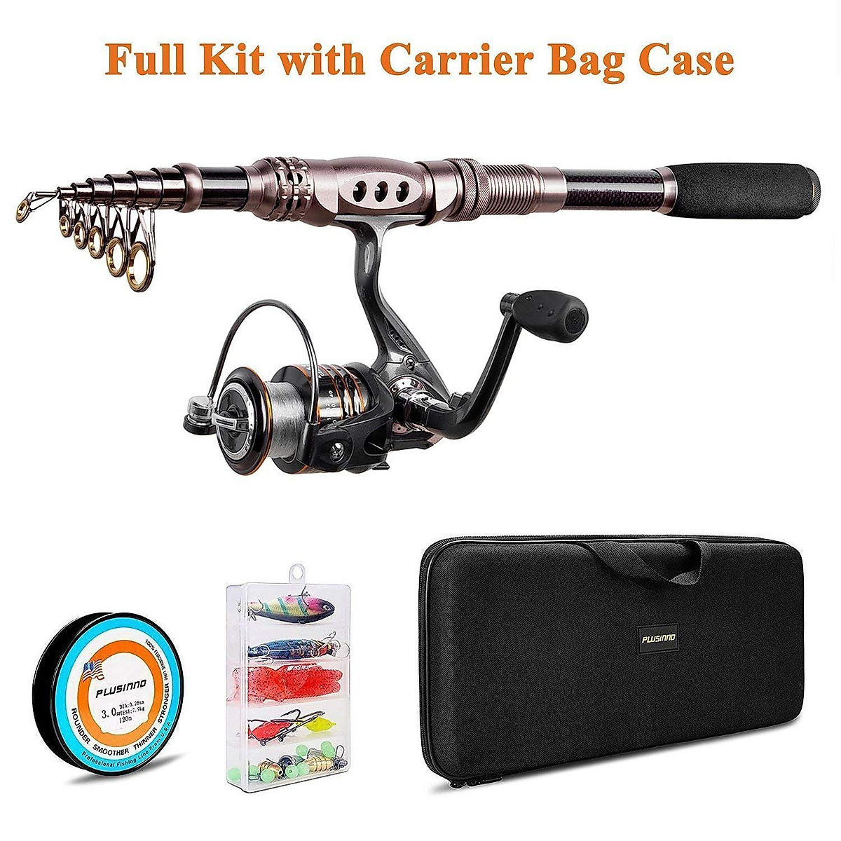 PLUSINNO Fishing Rod and Reel Combos, Fishing Net，Saltwater Freshwater Resistant Fishing Gear
