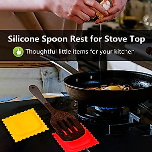 2 sets Silicone Spoon Rest for Stove Top,Spatula Rest for Stove Top,Silicone Spoon Holder for Stove Top，spatula holder for counter，sauce cups，Soy sauce dish，Dipping bowls（Yellow + Red）