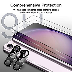 JETech Screen Protector for Samsung Galaxy S23+ / S23 Plus 5G 6.6-Inch with Camera Lens Protector, Tempered Glass Film, Fingerprint ID Compatible, HD Clear, 2-Pack Each