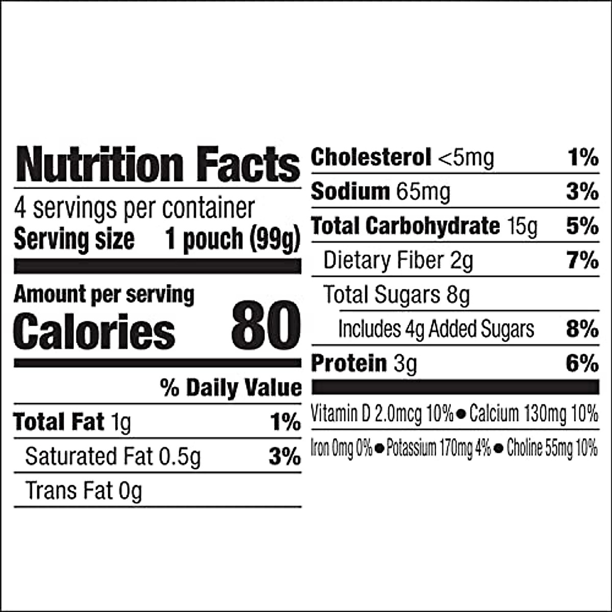 Horizon Organic Growing Years Low Fat Yogurt Pouch with 50mg DHA Omega-3 and Choline, Strawberry, 3.5 oz., 4 Pack