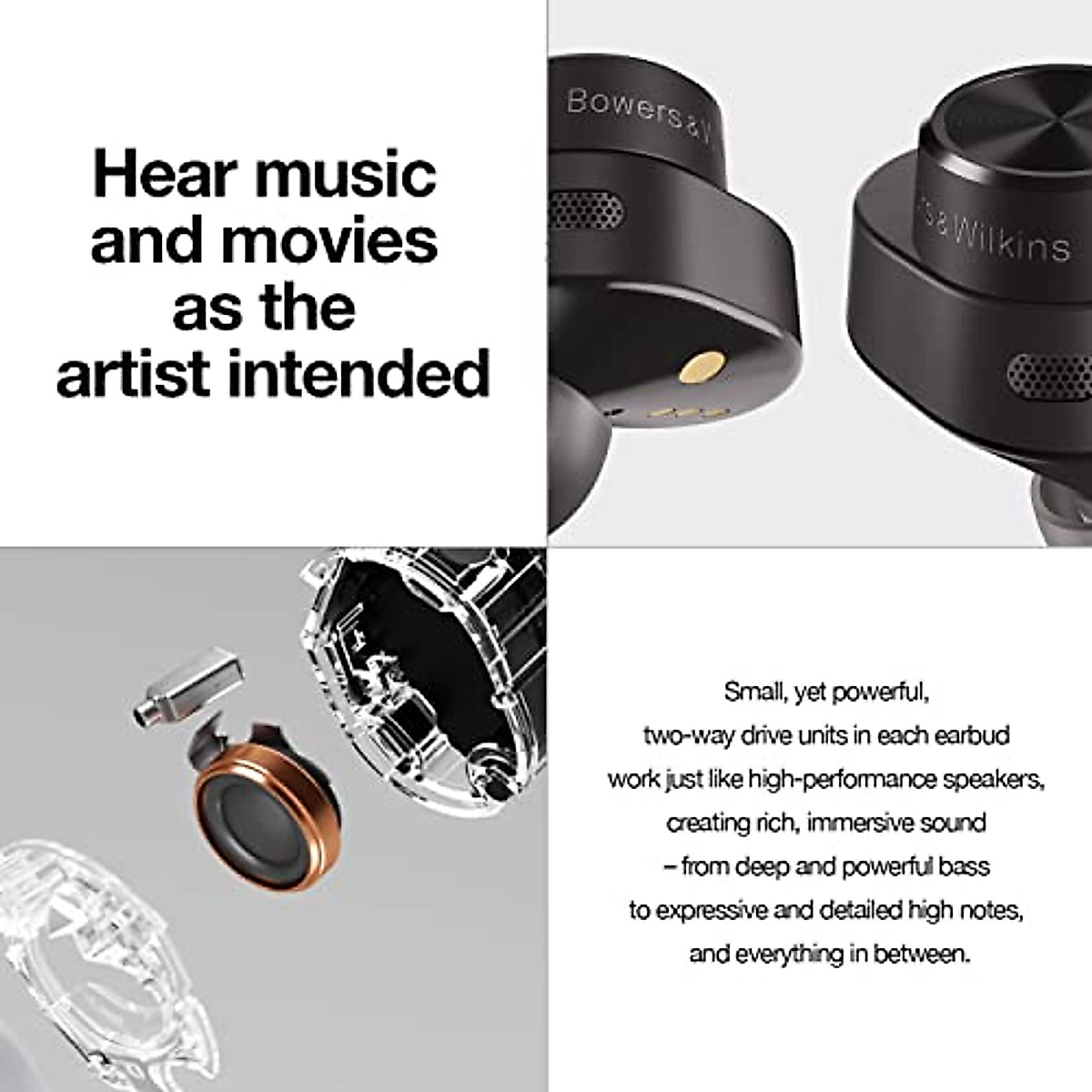 Bowers & Wilkins PI5 in-Ear True Wireless Headphones with Smart Wireless Charging (Black)