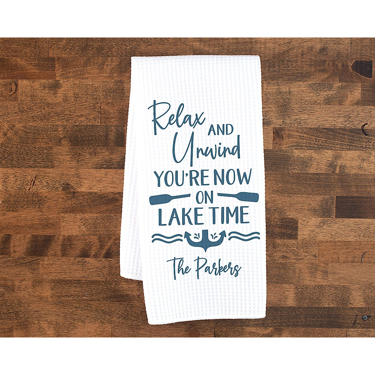 CANARY ROAD Personalized Lake House Kitchen Towel, Personalized Lake House Tea Towel, Family Name, Lake House Hand Towel, Lake House Gift, Kitchen Decor