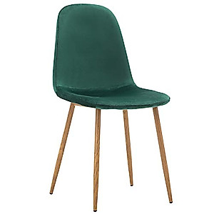 Mid Century Modern Dining Chairs, Flannelette Cover Cushion Seat Chair, Upholstered Short-napped Velvet Side Chair, Accent Chairs with Metal Legs for Kitchen Dining Room Club Guest Set of 4