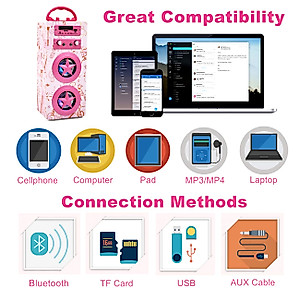 Kidsonor Kids Bluetooth Karaoke Machine with 2 Microphones, Wireless Remote Control Portable Karaoke Music MP3 Player Loudspeaker with Microphones for Kids Adults Home Party (Pink)