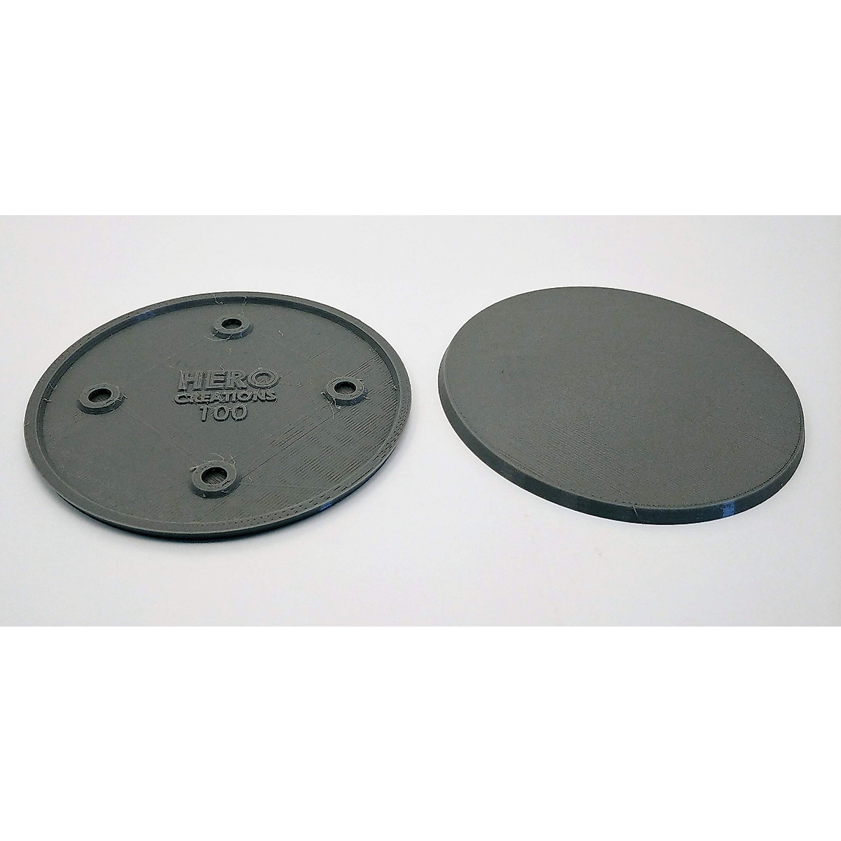 HERO Creations Miniature 3 Plastic Gray Bases 100 mm -4 inch - Circular, Gargantuan Figurine Size, for Roleplaying Game - Tabletop - Wargames Tables