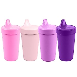 Re-Play Made in USA 10 Oz. Sippy Cups for Toddlers, Pack of 4 - Reusable Spill Proof Cups for Kids, Dishwasher/Microwave Safe - Hard Spout Sippy Cups for Toddlers 3.13" x 6.25", Princess