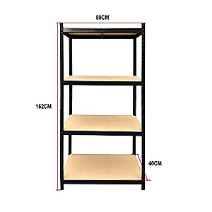 YouseaHome 4-Tier Adjustable Storage Shelving Unit Heavy Duty Organizing Shelf Metal Utility Rack Shelves  Adjustable All Metal Shelves for Garage Storage Rack,162H x 80W x 40D,Black