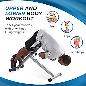 Stamina Hyperextension Bench 2014 - Adjustable and Foldable Exercise Bench Roman Chair with Smart Workout App - Up to 250 lbs Weight Capacity