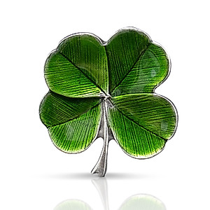 DANFORTH – Green Four Leaf Clover Lapel Pin, Shamrock Pin, Handcast Pewter Lapel Pin, 3/4", Made In USA